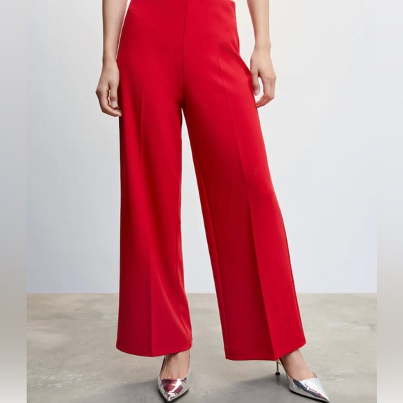 Mango | Pants & Jumpsuits | Mango Red Wide Leg Fluid Pants M | Poshmark